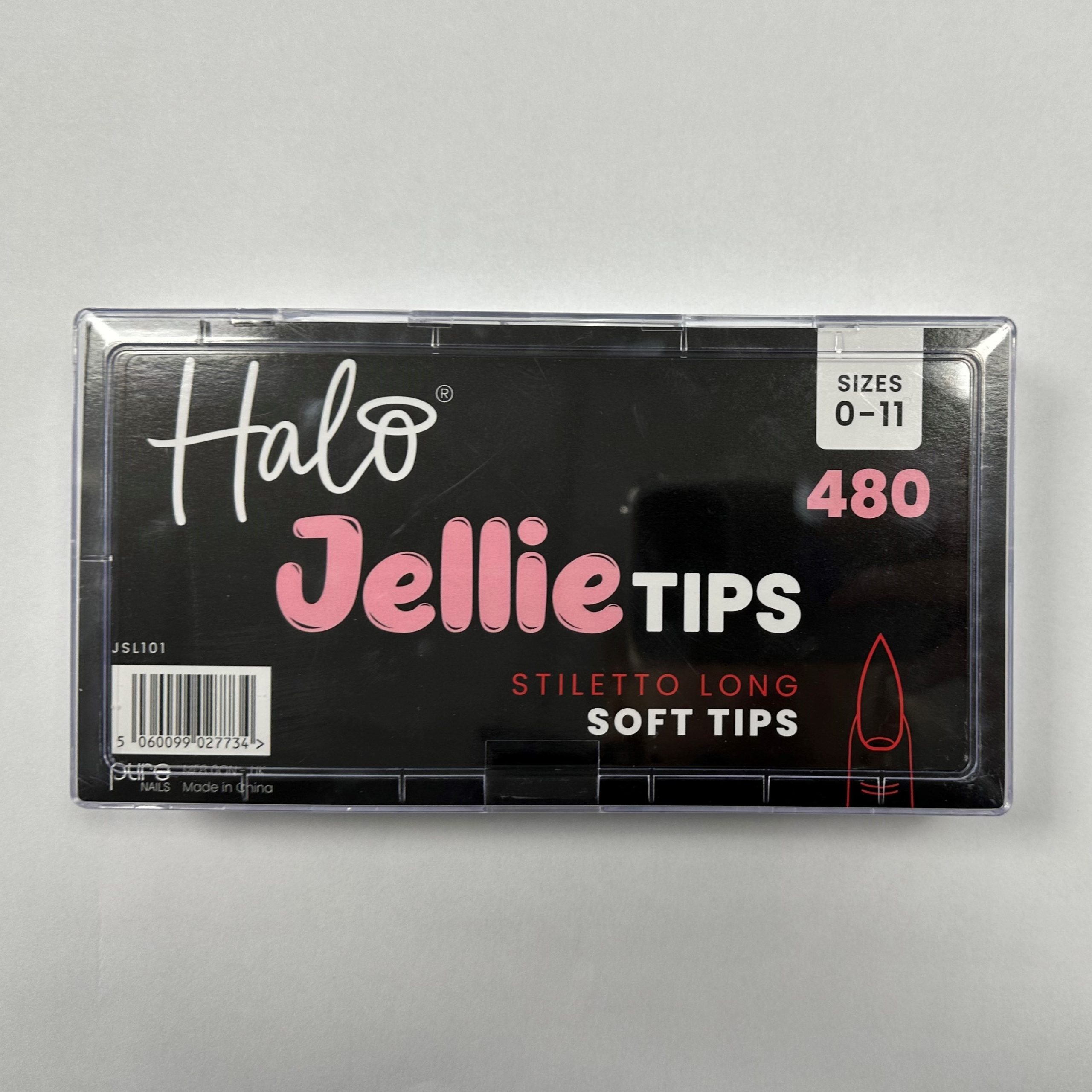 Halo Jellie Nail Tips 480s Stiletto Long, Sizes 0-11, Mixed Sizes ...